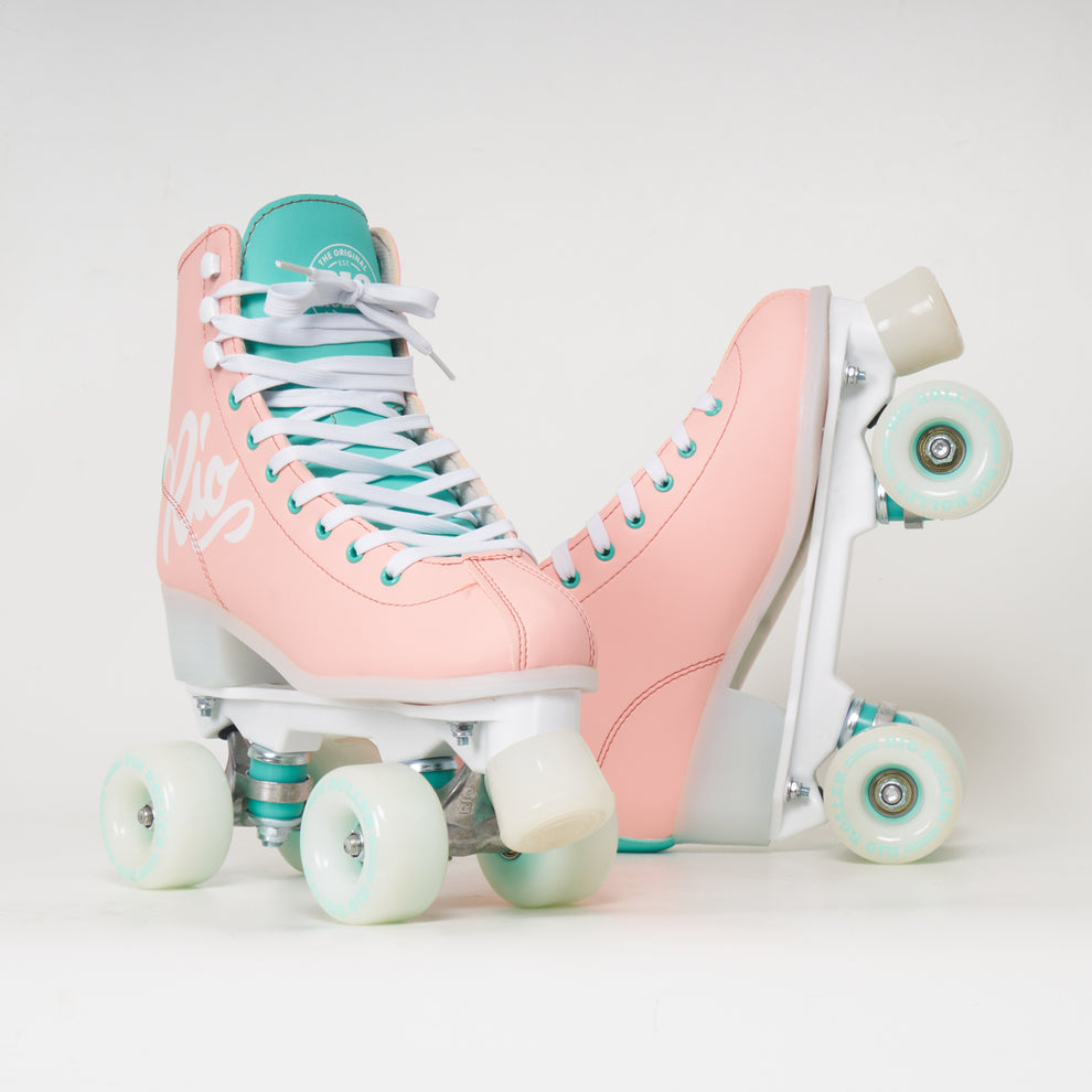 Rio Roller Script Rollerskates - Peach – Loco Skates